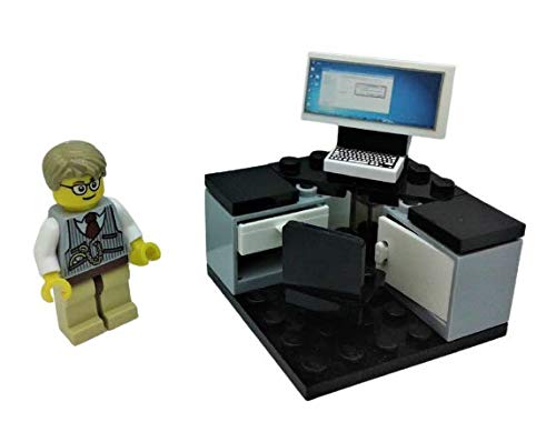 Custom Toys & Hobbies INC Building Bricks Businessman Lawyer Office Setup- Premium Quality Desk Keyboard Computer & Minifigure Holiday Birthday Gift for Kids