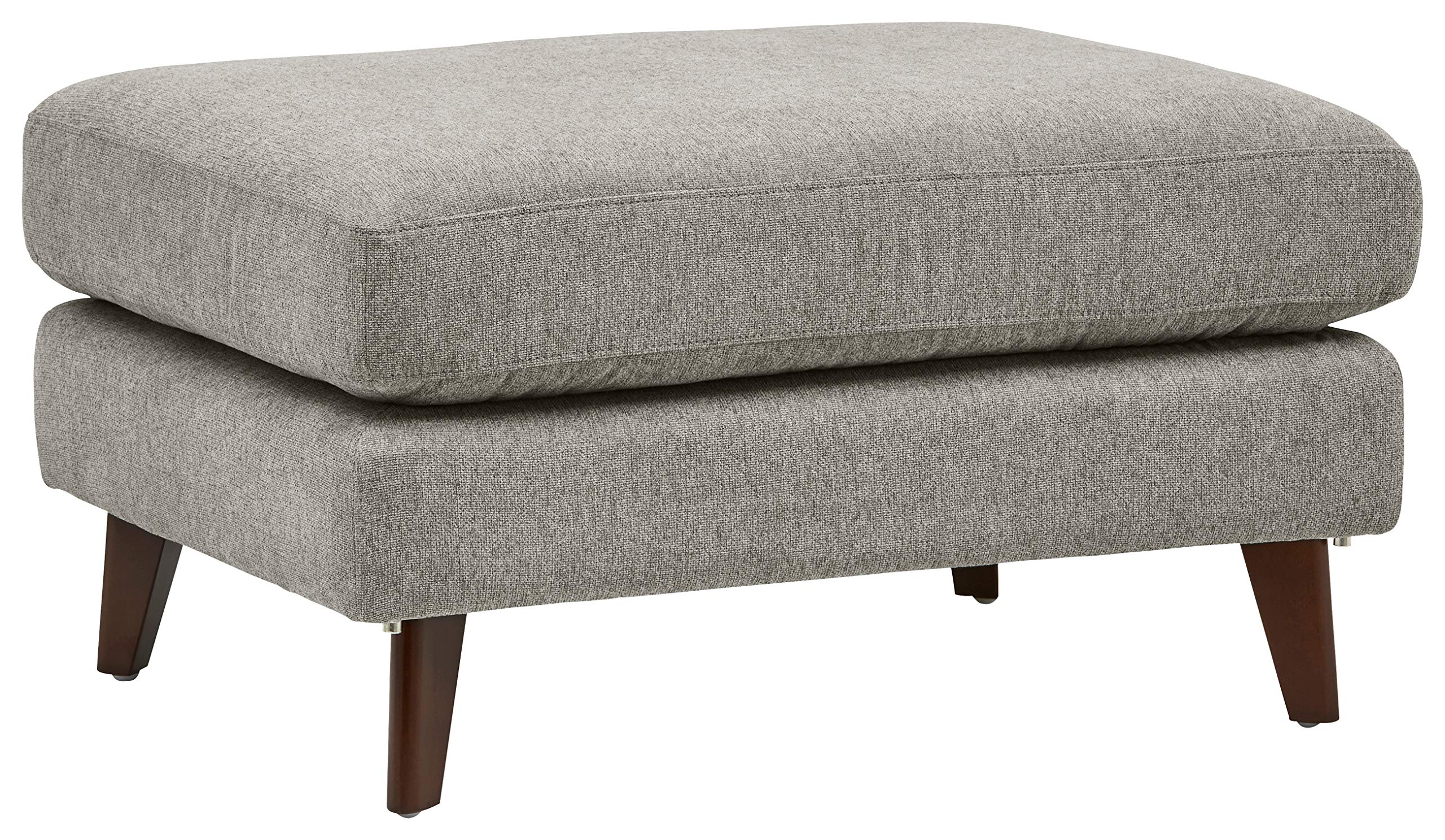 Amazon Brand Rivet Revolve Modern Upholstered Sofa Couch, 80";W, Grey Weave & Sloane Mid-Century Angled Leg Modern Ottoman, 31.9";W, Pebble
