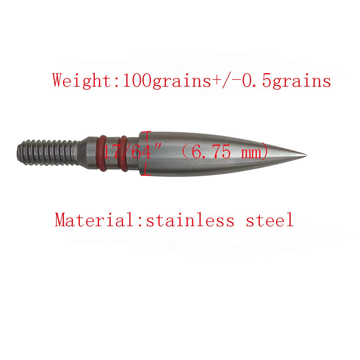 Aklisdlha Field Points arrowheads 100/125/150/200/300 Grains Archery Field Points,Stainless Steel Screw in Archery Field Tips and Broadheads (1 Dozen 12 PCS)(17/64″-100 Grains)