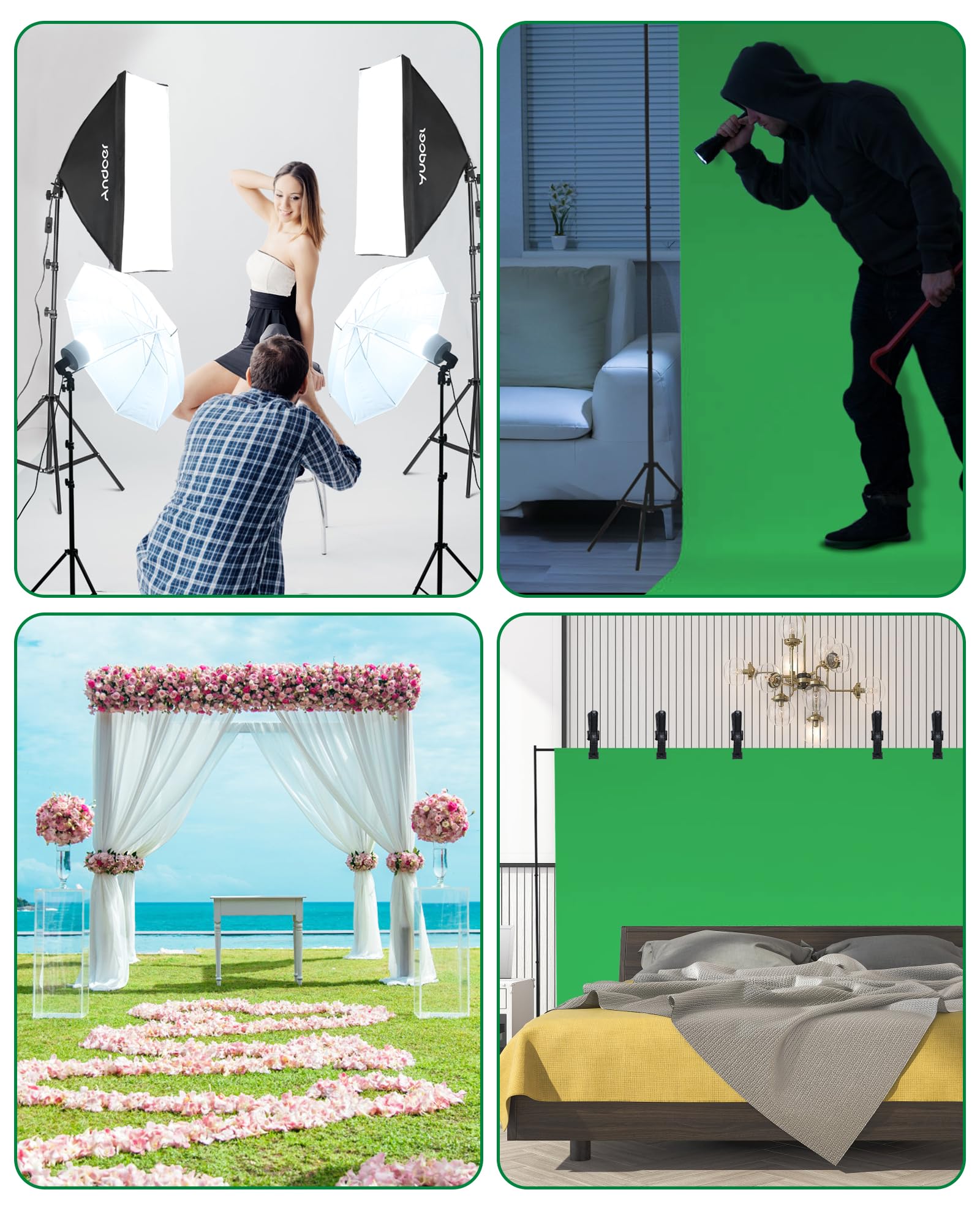 Andoer Professional Softbox Photography Studio Lighting Kit with 3 Color Backdrops, 6.5*10ft Backdrop Stands, Photography Umbrellas for Product Photography Portrait Video Shooting and Live Streaming