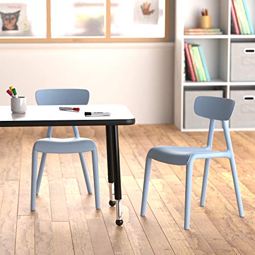 Amazon Basics Blue, Stackable Kids Chairs, Premium Plastic, 2-Pack