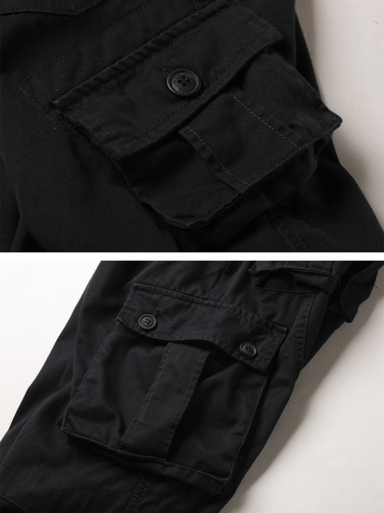AKARMY Men's Casual Cargo Pants Military Army Camo Pants Combat Work Pants with 8 Pockets(No Belt) Black 32