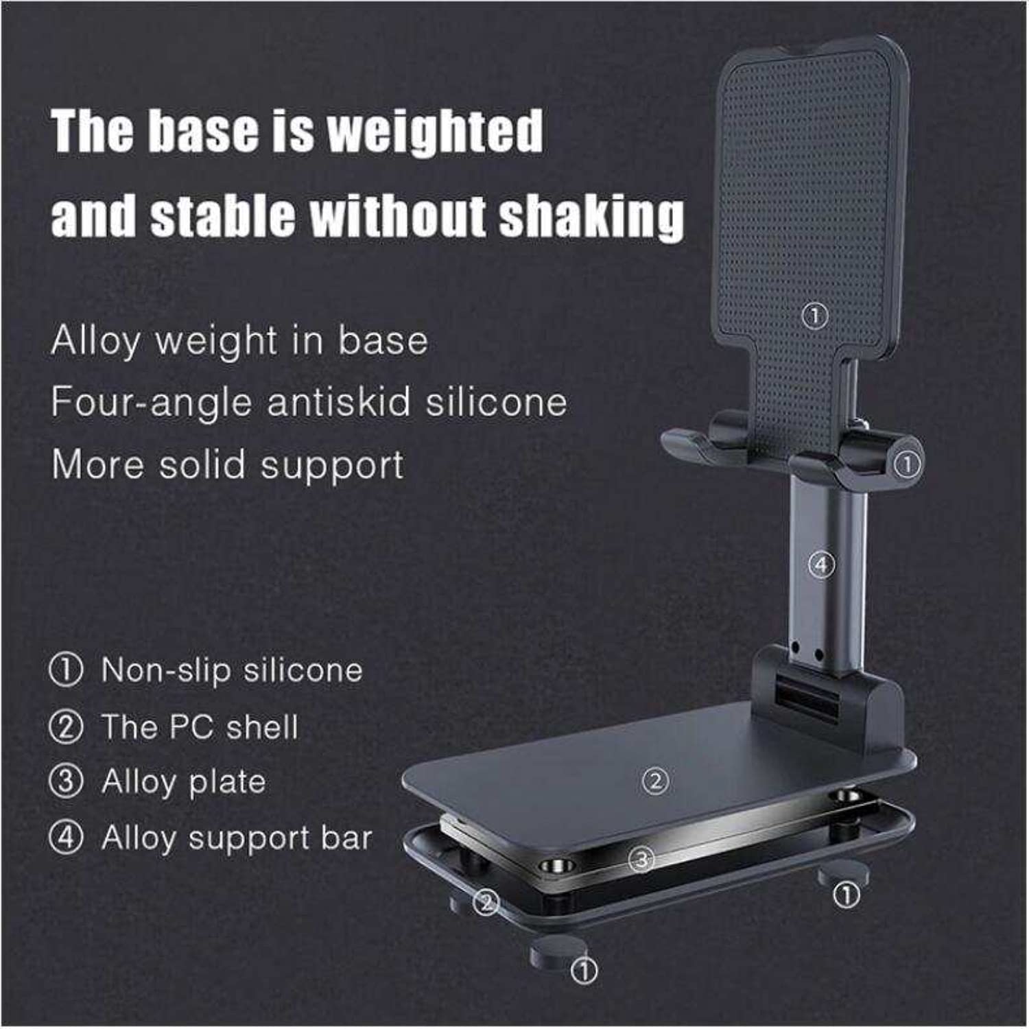 ANDATE Cell Phone Stand, Angle Height Adjustable Cell Phone Stand for Desk, Foldable Cell Phone Holder, Cradle, Dock, Tablet Stand, Case Friendly Compatible with All Mobile Phone/iPad/Kindle/Tablet