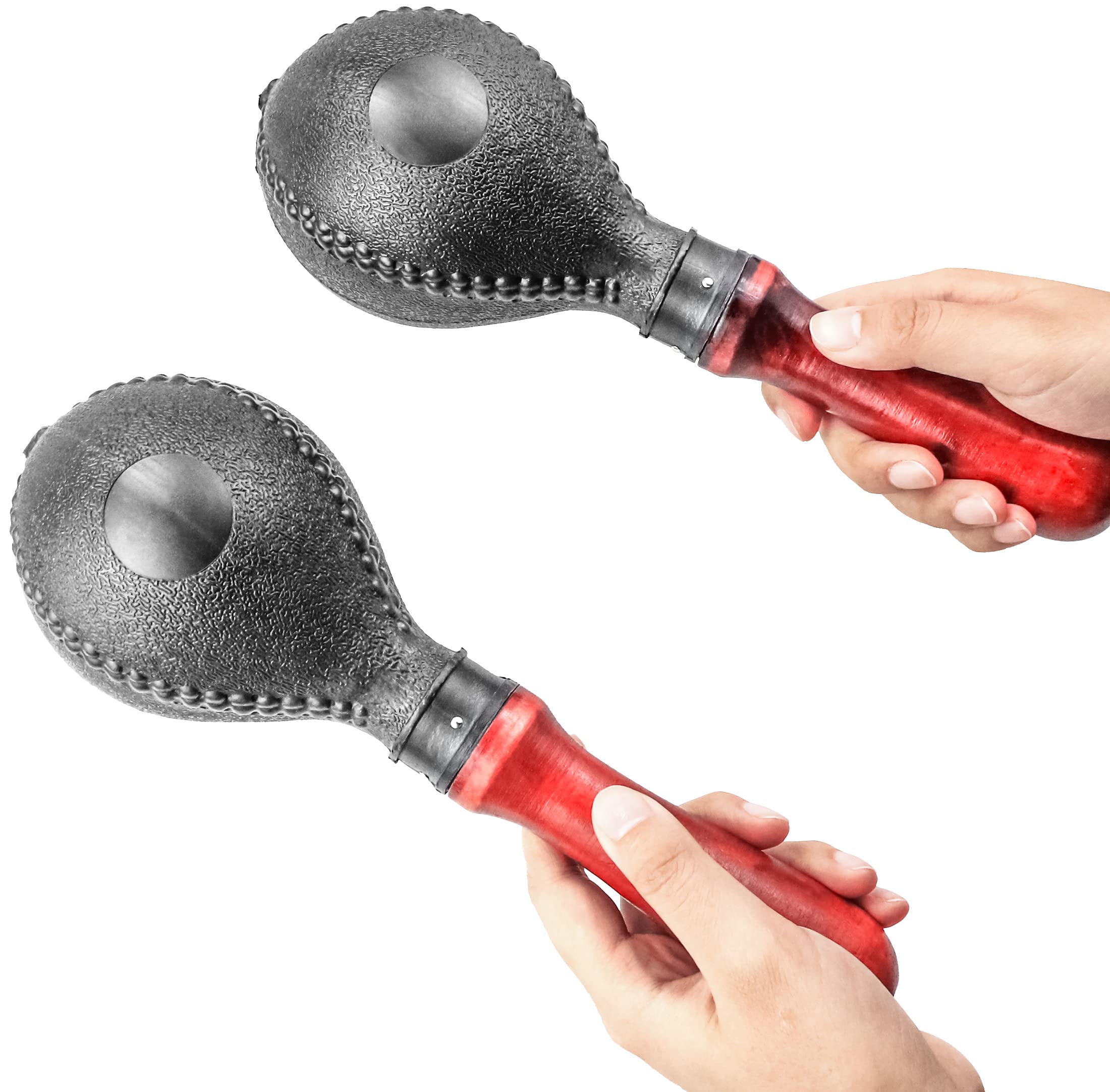 Heatoe 1 Pair Black Wood Handle Maracas, Sand Hammer Percussion Instrument Shakers Rattles for Beginners and Professionals