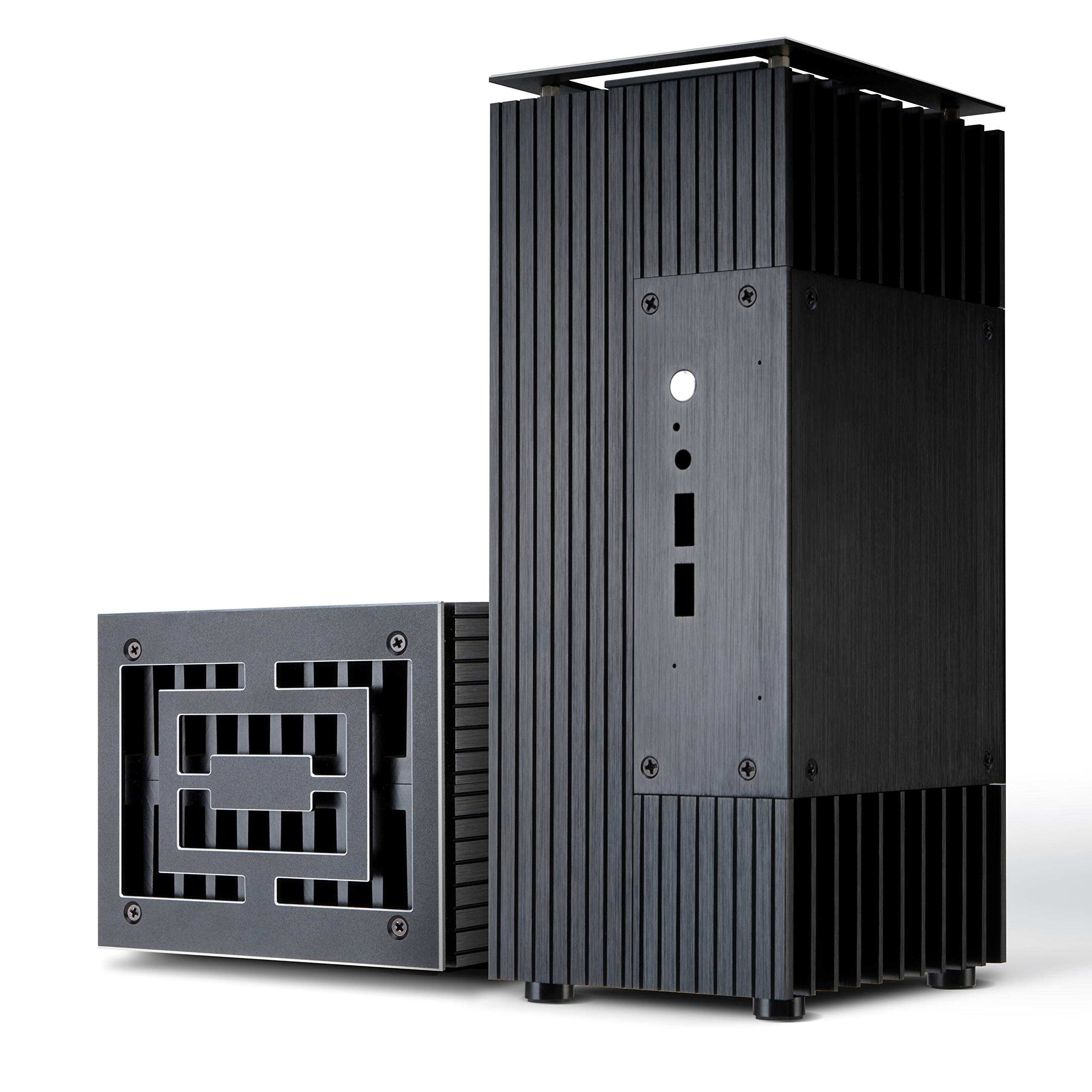 Akasa Turing, Intel 8th Gen NUC (Bean Canyon), PC Fanless Cooling Case, Intel NUC 8 Aluminum Chassis, IR, Heatsink, Antenna Hole, 2.5" SSD HDD, Vertical/Horizontal Computer Case, A-NUC45-M1B