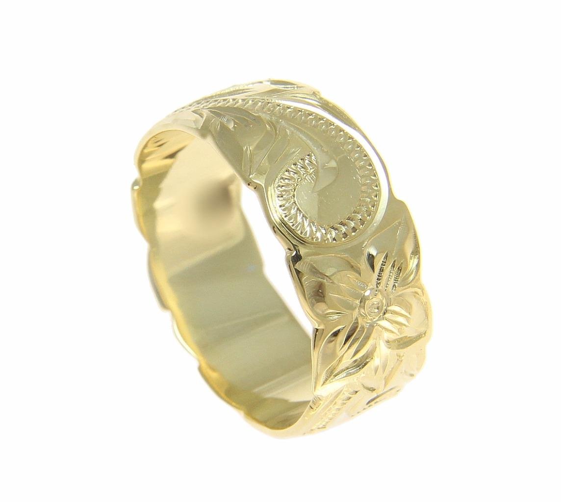 Arthur's Jewelry Yellow gold plated 925 sterling silver Hawaiian 8mm plumeria flower scroll cut out edge ring size 3.5