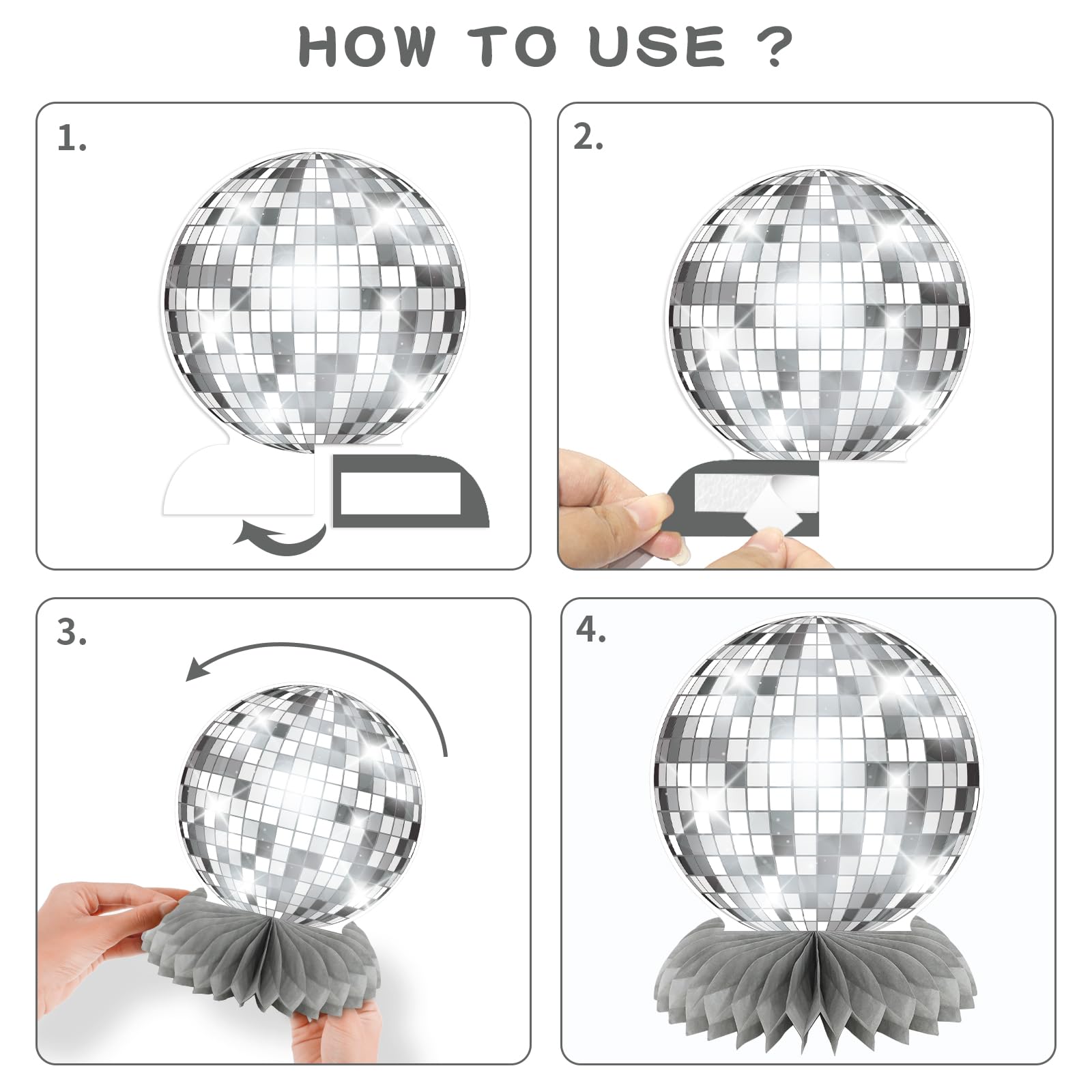 Yoomod Disco Party Decorations - Silver Disco Decor Flat Disco Ball Centerpieces for Party Table Decor 70s Disco Theme Birthday Party Favors Supplies (Not Ball)