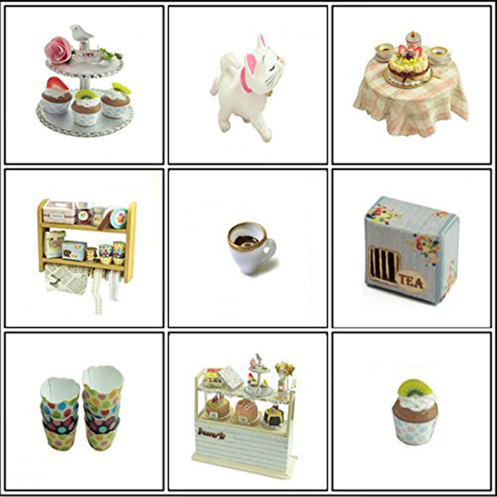 CUTEBEE Dollhouse Miniature with Furniture, DIY Dollhouse Kit Plus Dust Proof and Music Movement, 1:24 Scale Creative Room for Valentine's Day Gift Idea(Cake Diary)