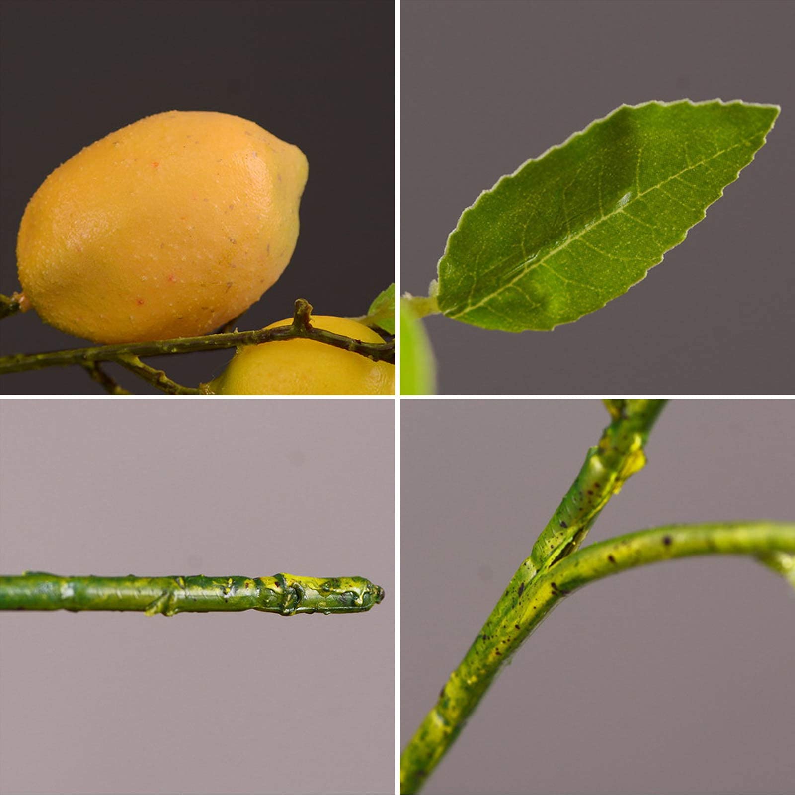 GWOKWAI 3Pcs Artificial Lemon Branch, Fake Lemon Tree Simulation Lemon Branches Artificial Greenery Leaves Branch with Artificial Fruit for Home Wedding Party Garden Decoration Flower Arrangement Art