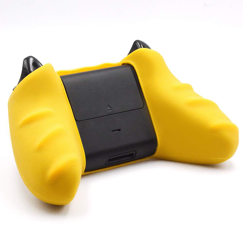 FOTTCZ Anti-Slip Soft Silicone Cover Skin Set for Microsoft Xbox One Controller which 1pcs Yellow Controller Skin + 8pcs Thumb Grip Caps
