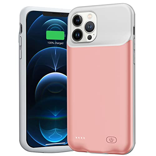 Battery Case for iPhone 12 Pro Max, Upgraded 8500mAh Portable Battery Pack Rechargeable Charger Case Compatible with iPhone 12 Pro Max (6.7 inch) External Battery Charging Case Support Carplay (Pink)