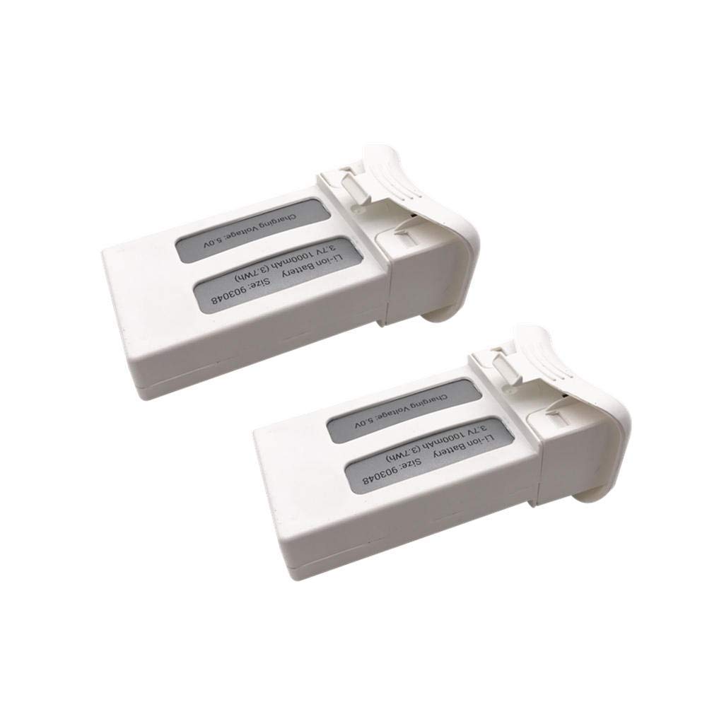 GzxLaY High-Performance Battery Backup 2PCS 3.7V 1000mAh Li-ion Battery for SJRC S20W T25 Four-axis Drone Spare Parts Remote Control Aircraft 903048 3.7Wh Battery-White 2pcs (Color : White 2pcs)