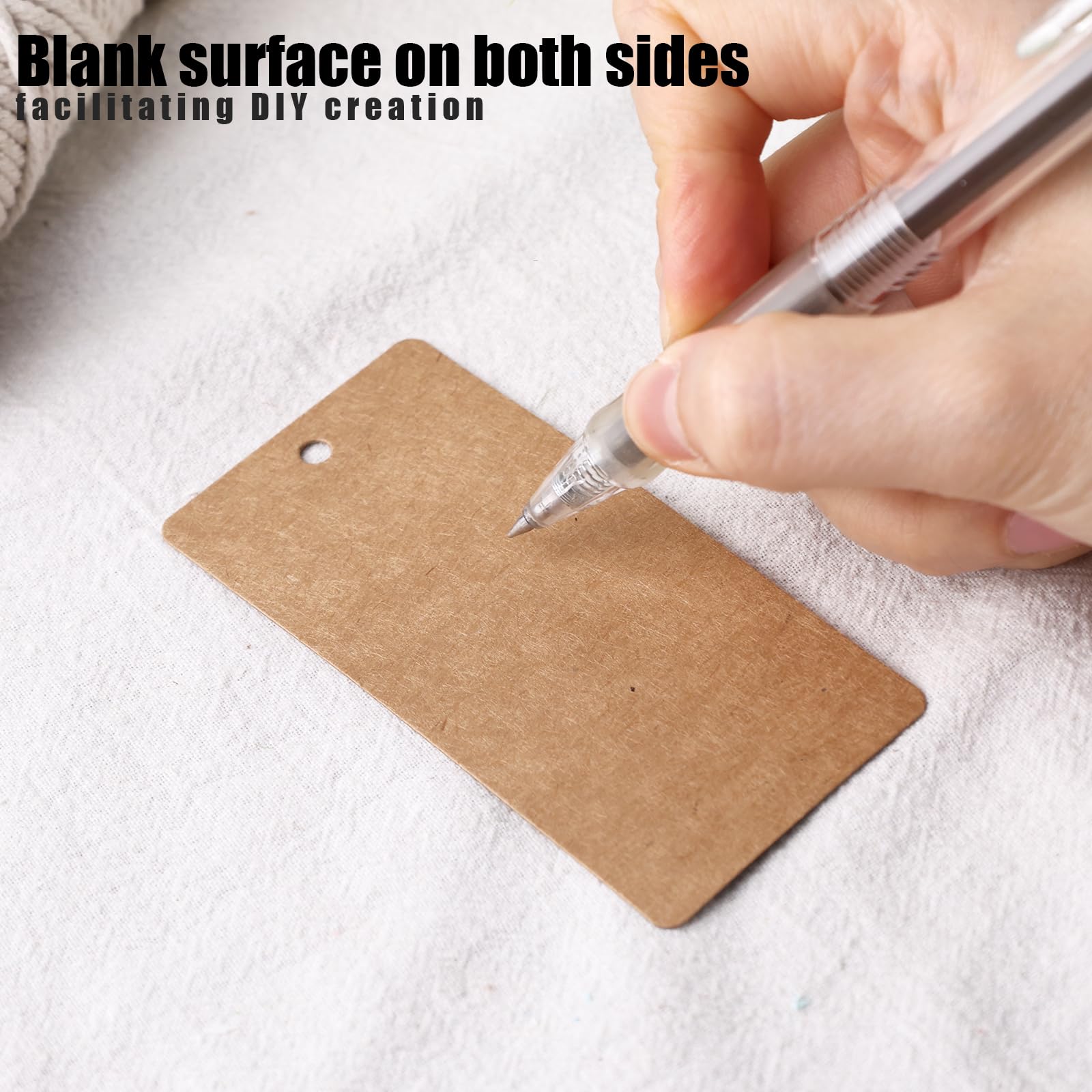 Koogel 200PCS Kraft Paper Gift Tags with String, 3.5"*1.8" Brown Blank Hanging Labels Cloth Tags Business Craft Gift Wrapping Tags