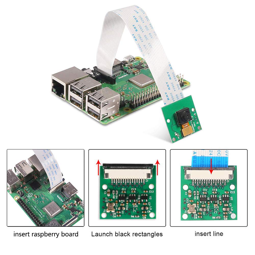 Aokin for Raspberry Pi Camera Cable, FFC Cable Ribbon Flex Extension Cable 15 Pin 1.0mm Pitch for Raspberry Pi, Octoprint Octopi Webcam, Monitor 3D Printer, etc, 15cm/5.90in, 1 Pcs