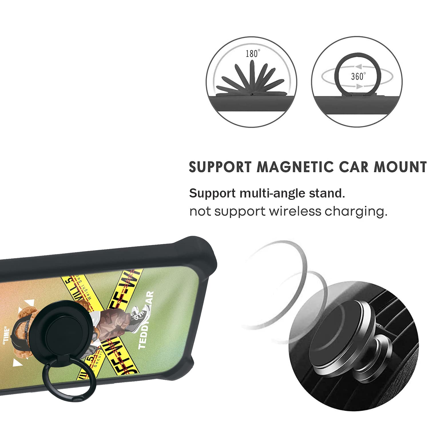 Aroepurt Case for Samsung Galaxy A40 Case Compatible with Samsung Galaxy A40 Phone Case Cover [with Tempered Glass Screen Protector][PC + TPU 2 in 1][Ring Support] [Golden Reflect Light] DJH-PZX