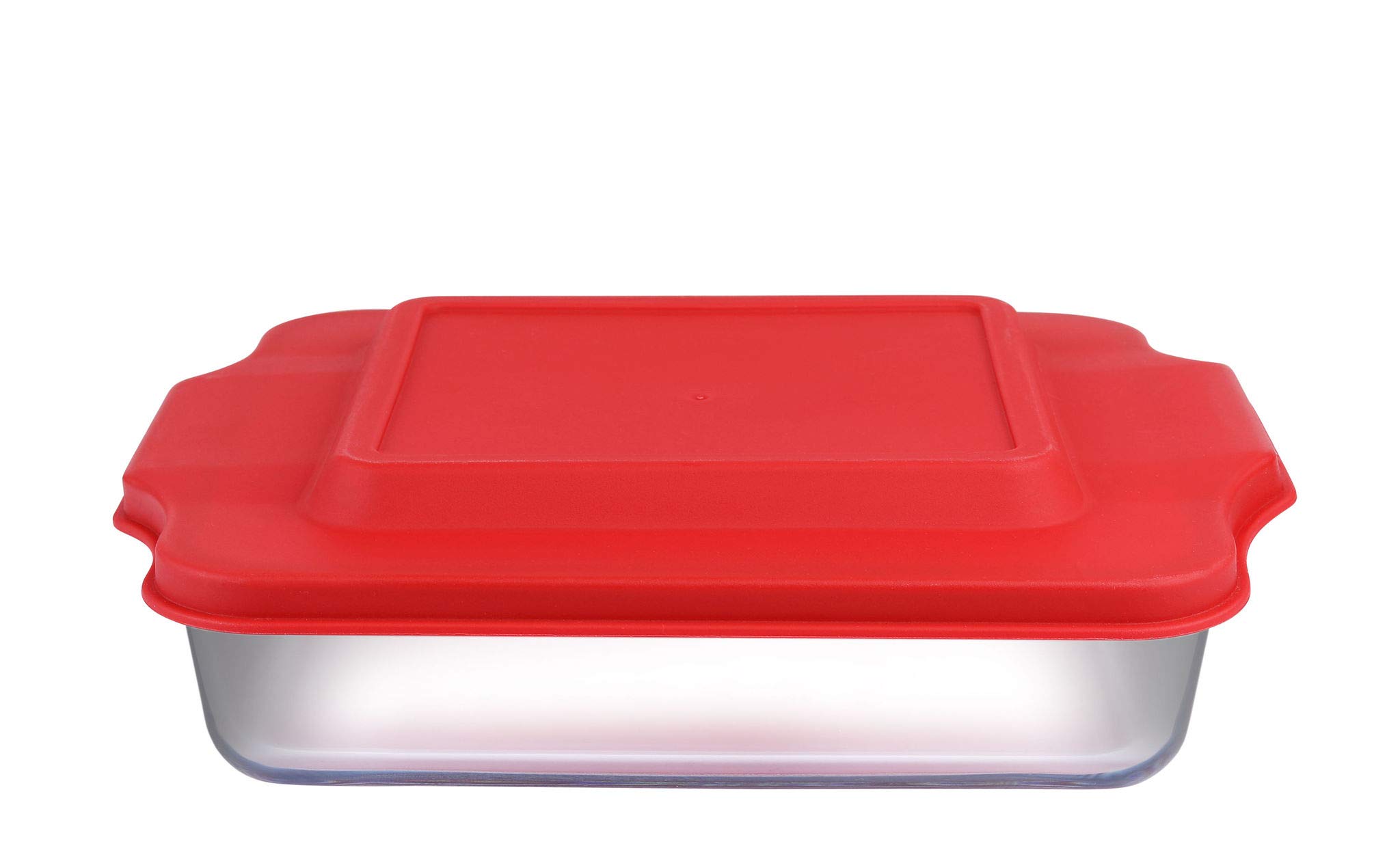 Bovado USA 8β x 8β 1.5 Quart Square Dish for Storage, Mixing, Serving - Dishwasher, Freezer & Oven Safe Glass, Easy-Clean, Clear with Lid, Pack of 1