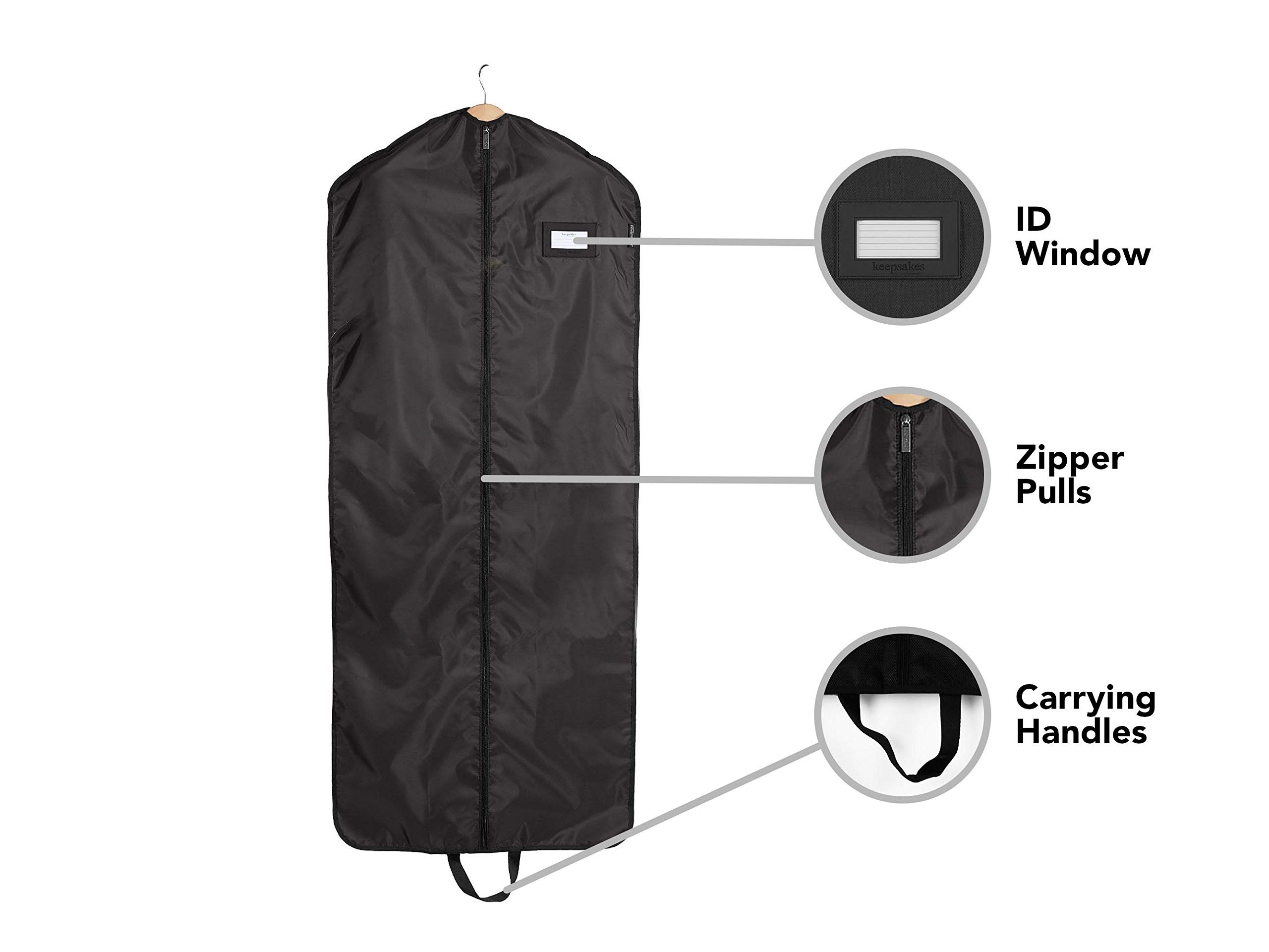 Covermates Keepsakes Garment Bag Set - Premium Polyester - Full Length Zipper - ID Window - Carrying Handles - Closet Storage, Black