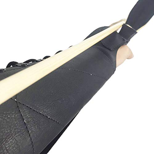 ArcheryMax Handmade Black Leather Arm Guard Bow Hand shooting Glove,Left Hand