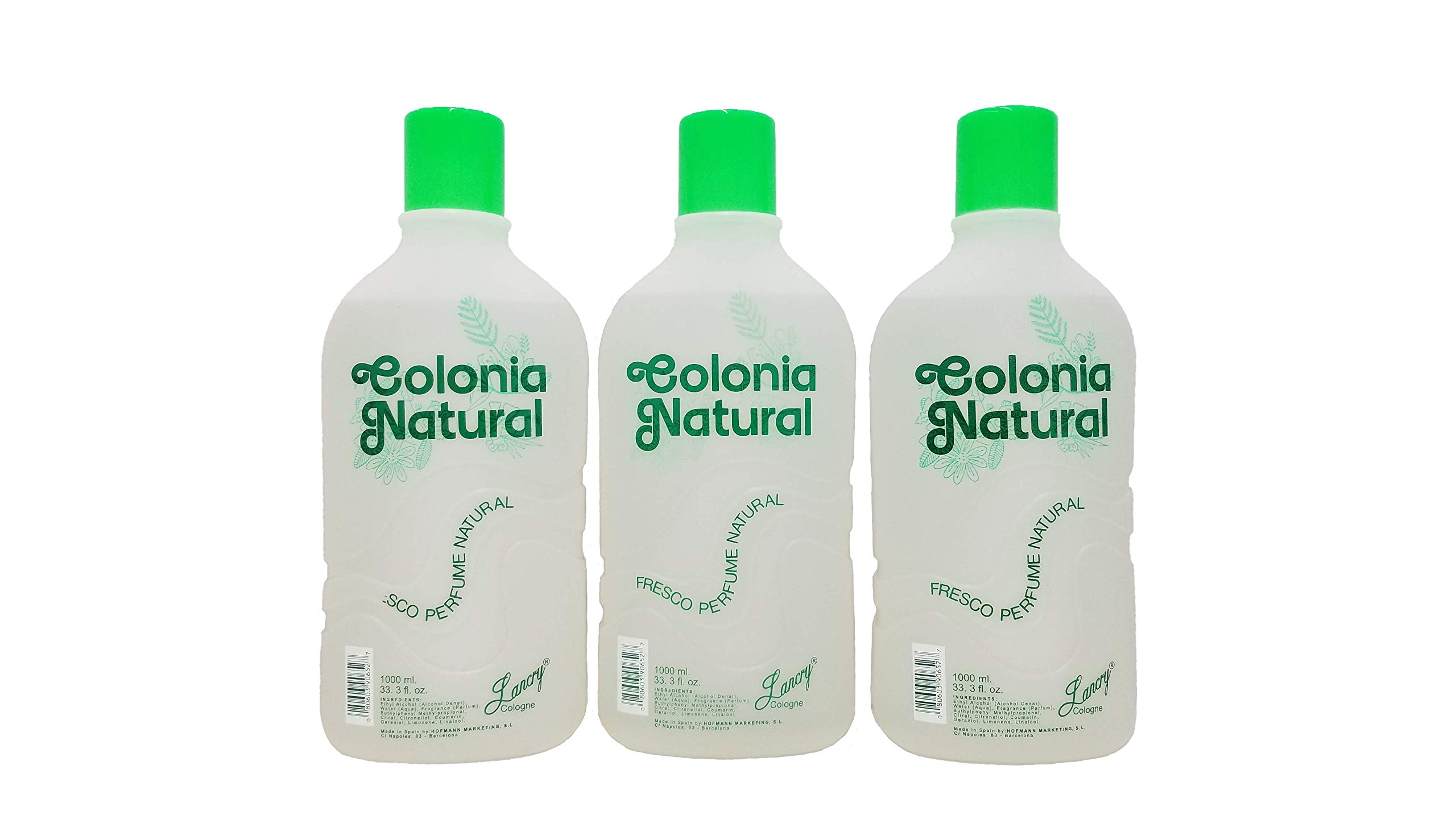 Lancry Colonia Natural Cologne 33.3oz / 1000ml (Pack of 3)