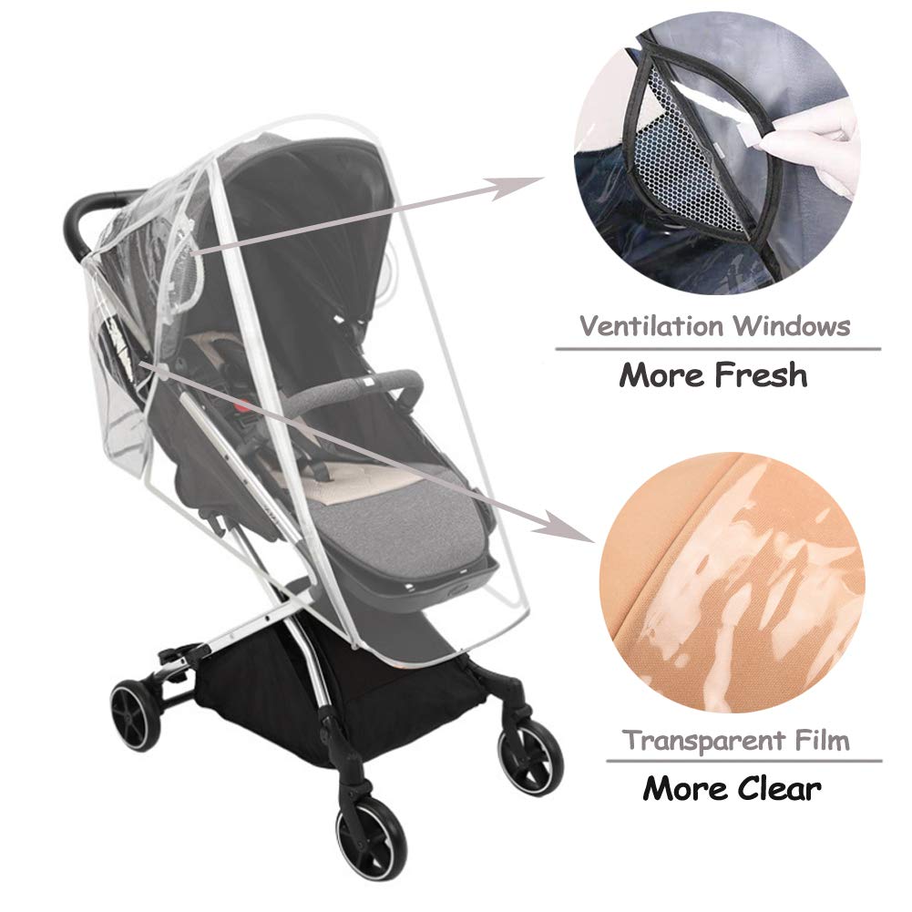 Baby Stroller Rain Cover Double Long Zipper Baby Stroller Windproof,Spray-Proof,Dust-Proof Cover（White-M）