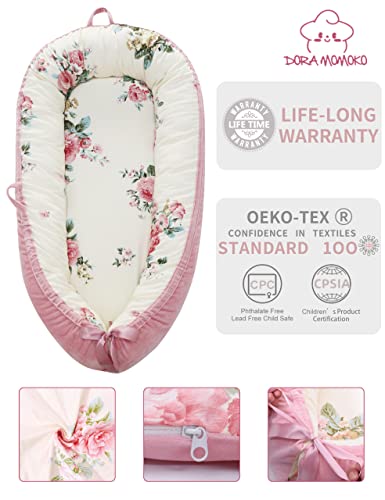 Baby Lounger Bed Newborn Sleeping Bed Cover Cotton Breathable Co Sleeping Nest Bed Baby Essential Machine Washable, Strong Zipper, Adjustable Size