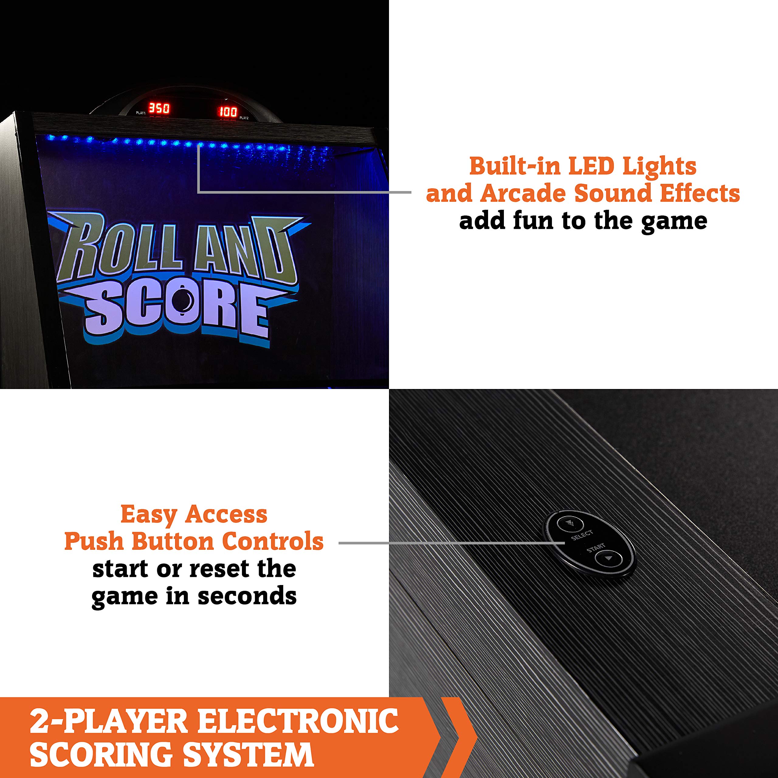 Hall of Games 108" Roll and Score with LED Lights and Electronic Scorer, Black/Blue, 9 Foot
