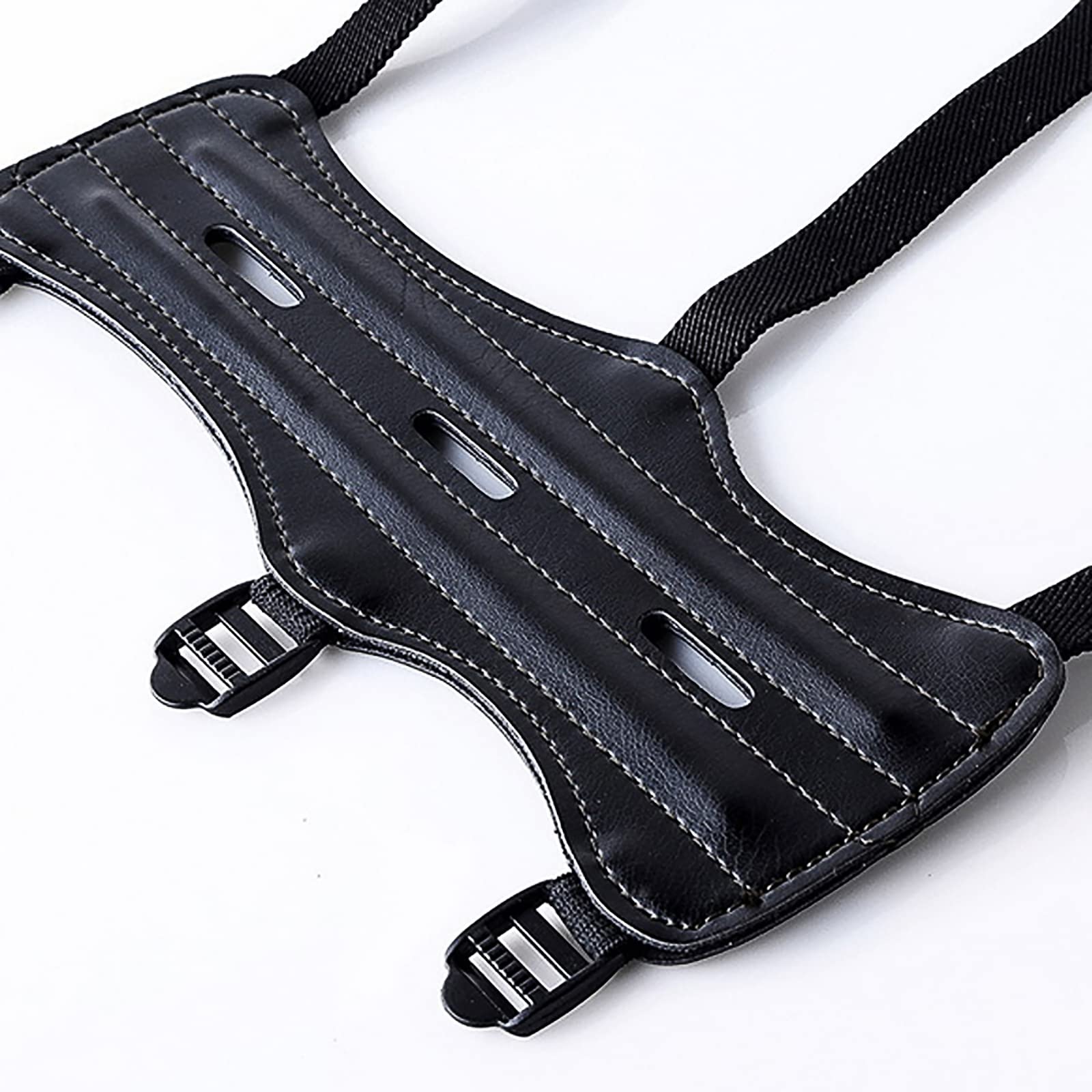 Archerest Archery Arm Guard, Leather Bow Range Bracer Protector with Adjustable 3-Strap Buckles (Black)