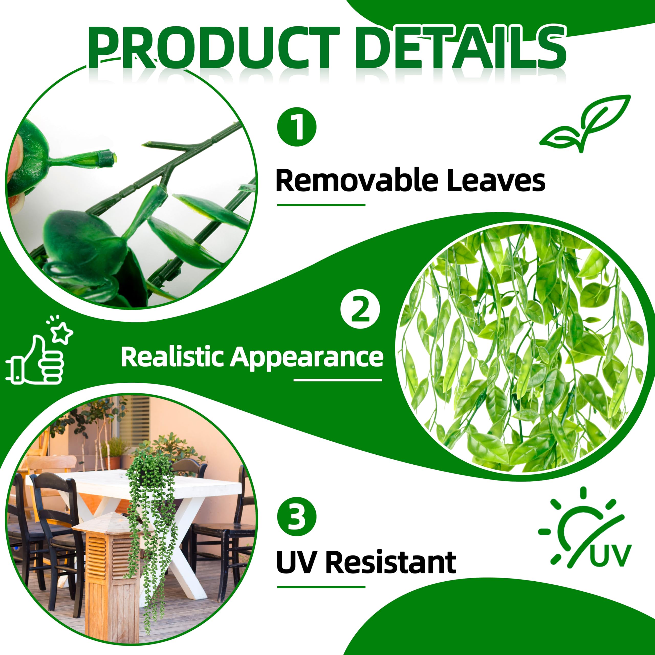 Artificial Hanging Plants for Shelf, 4 Pack Fake Potted Greenery Faux Eucalyptus Vine, Mandala Vine, String of Pearls,Pea pod Leaves in Pot for Office Living Room Bathroom Indoor Outdoor Décor