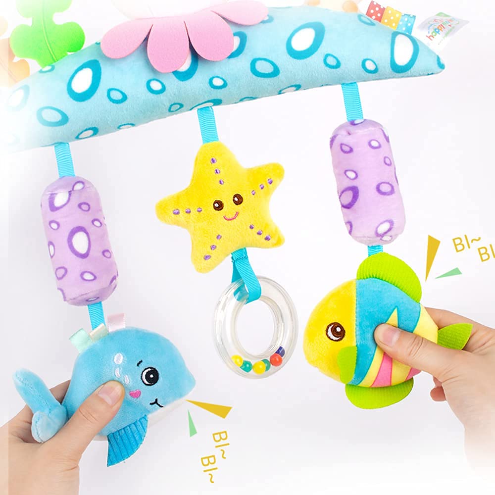Baby Hanging Toy for Stroller and Crib, Activity Plush Baby Car Seat Crib Travel for Babies, Sensory Learning & Development Toy (Style2)