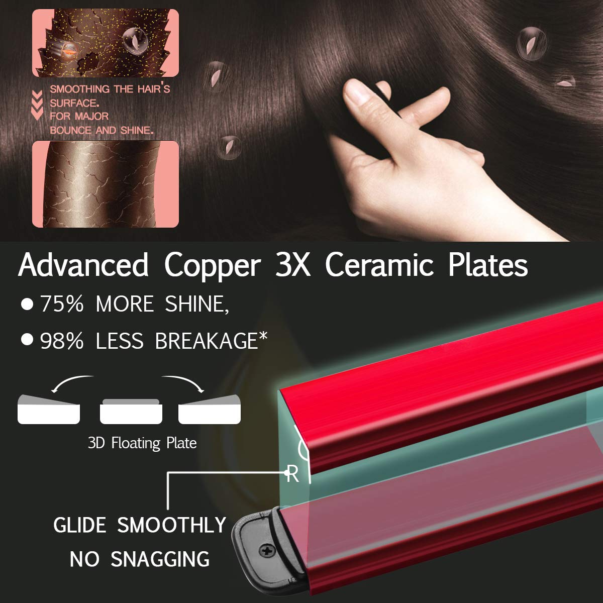 AXUF Hair Straightener, 2 in 1 Straightens & Curls with Adjustable Temp, Auto-Off Flat Iron, 1 Inch Dual Voltage - Flat Iron