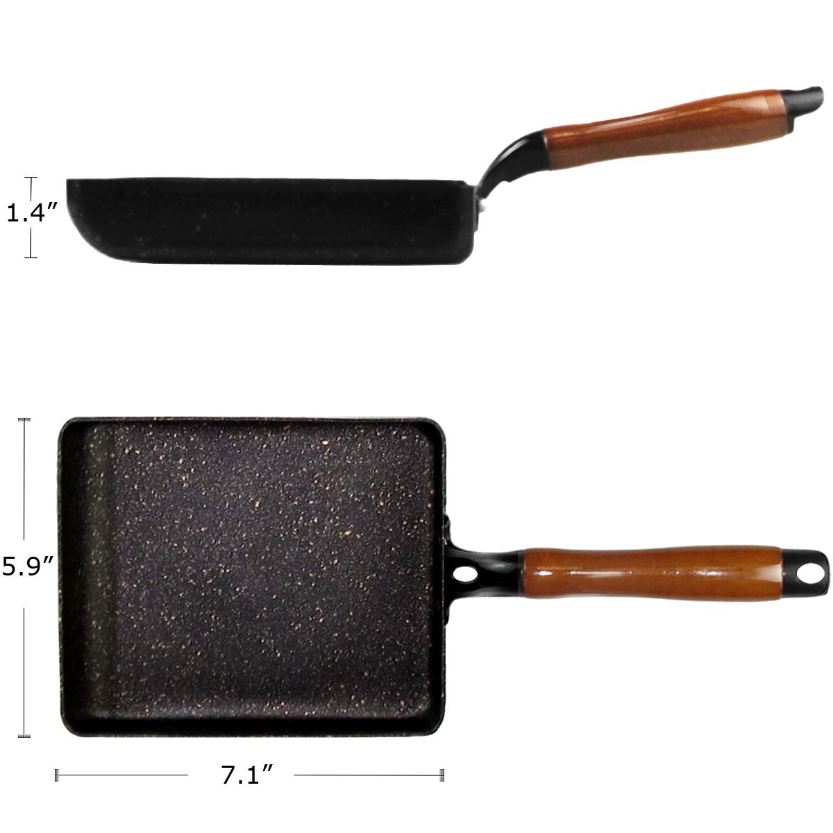 Artcome Japanese Omelette Pan Non stick Coating Tamagoyaki Egg Pan with Tamagoyaki Plate, Silicone Spatula & Brush, 7" x 6" (Black)