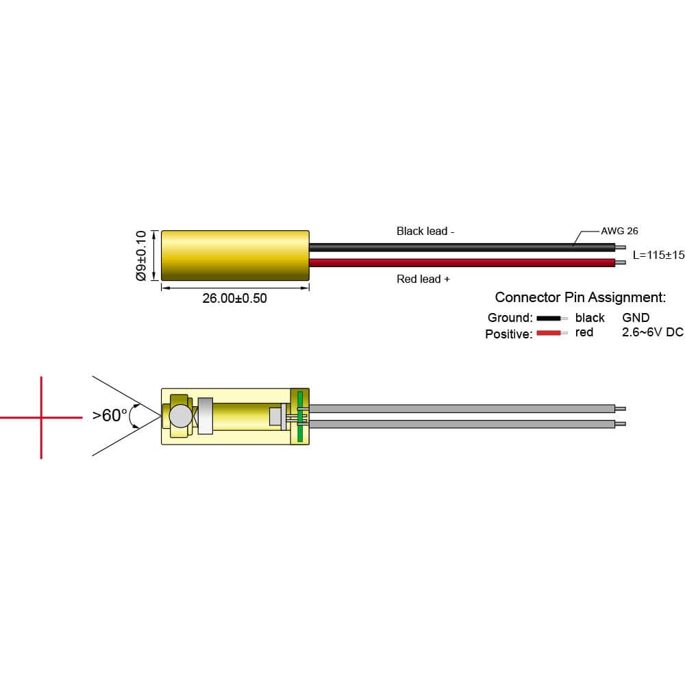 Quarton Laser Module VLM-650-29 LPT Class 1 Red Crosshair Laser Module, Crosshair Laser Line Generator, Emitting line angle > 60°, only 1mm line width @40cm(15.75 inches)