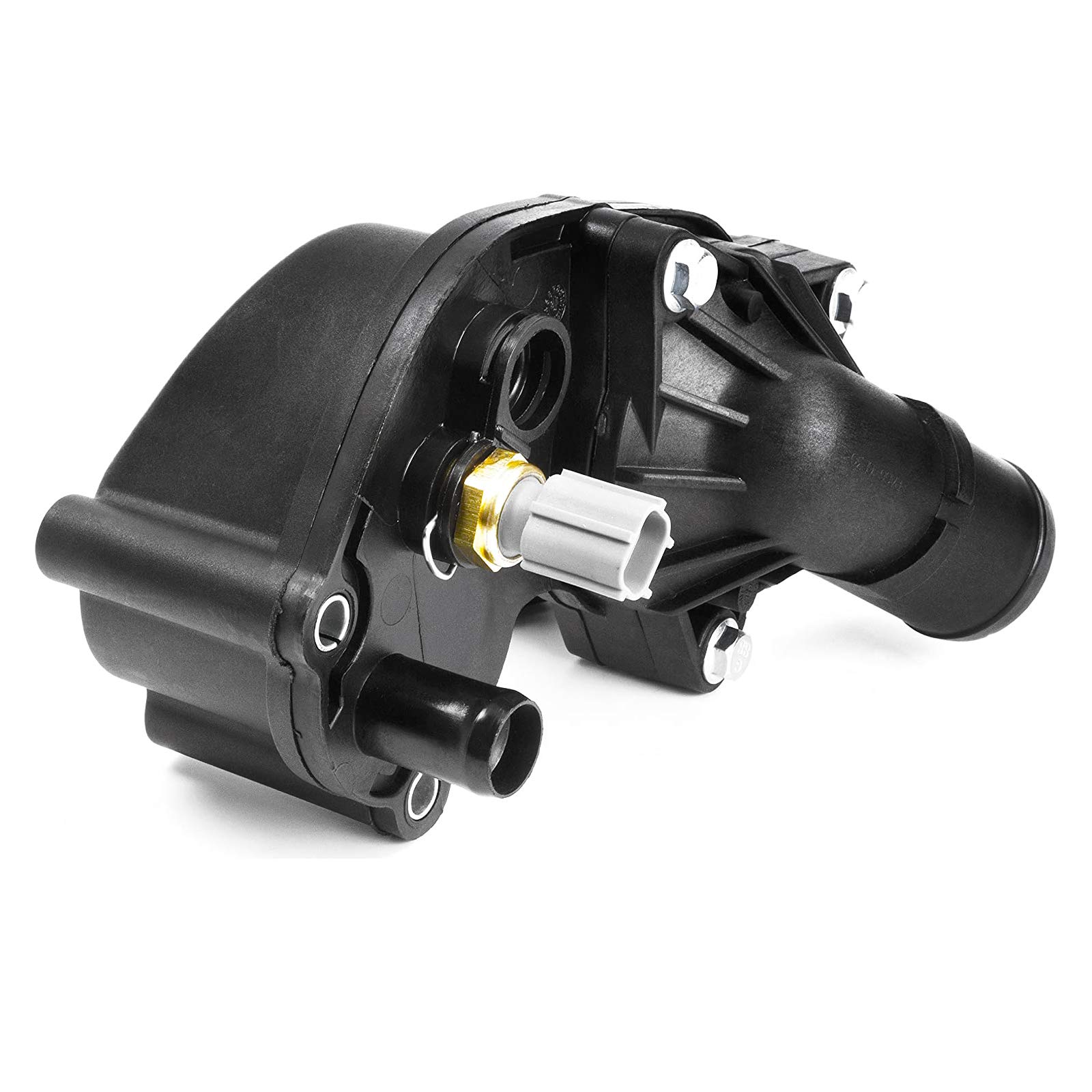AUTOPTIM Coolant Thermostat Housing Assembly - Replacement for 2002-2010 Explorer Mercury Mountaineer (V6 4.0L) Thermostat Housing Kit with Gasket and Sensor - OEM Number 2L2Z8592AA 2L2Z8592BA