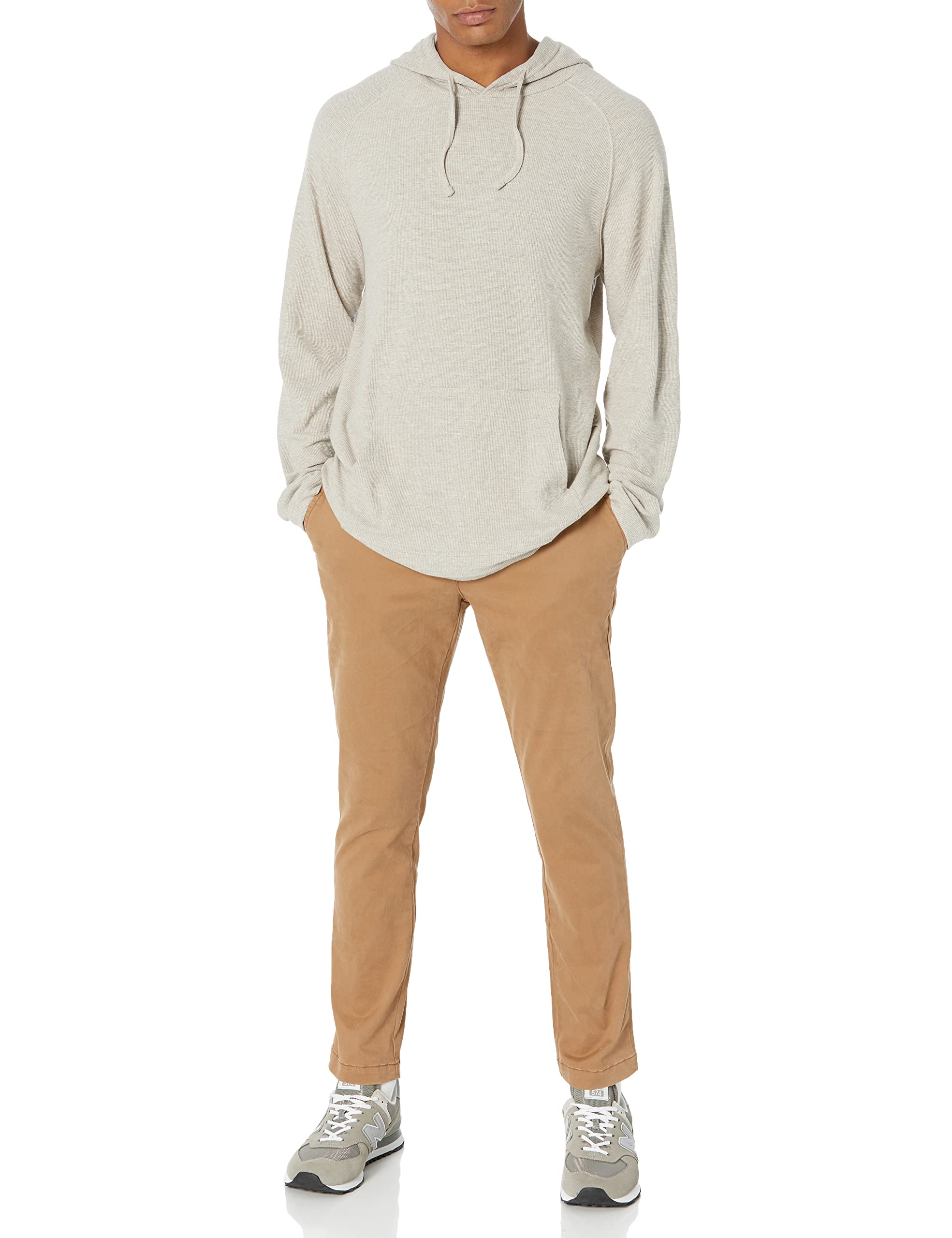Amazon Essentials Men's Long-Sleeve Slub Thermal Pullover Hoodie (Previously Goodthreads), Oatmeal Heather, X-Large Tall