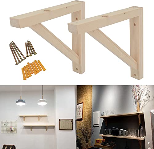 BITNAT Shelf Brackets Wall Shelves 2 Pack Wall Mount Wood Shelf Solid Bracket Shelf Supports Pendant Lamp Kit Includes Screws (Color : Wood, Size : 25.40 cm)