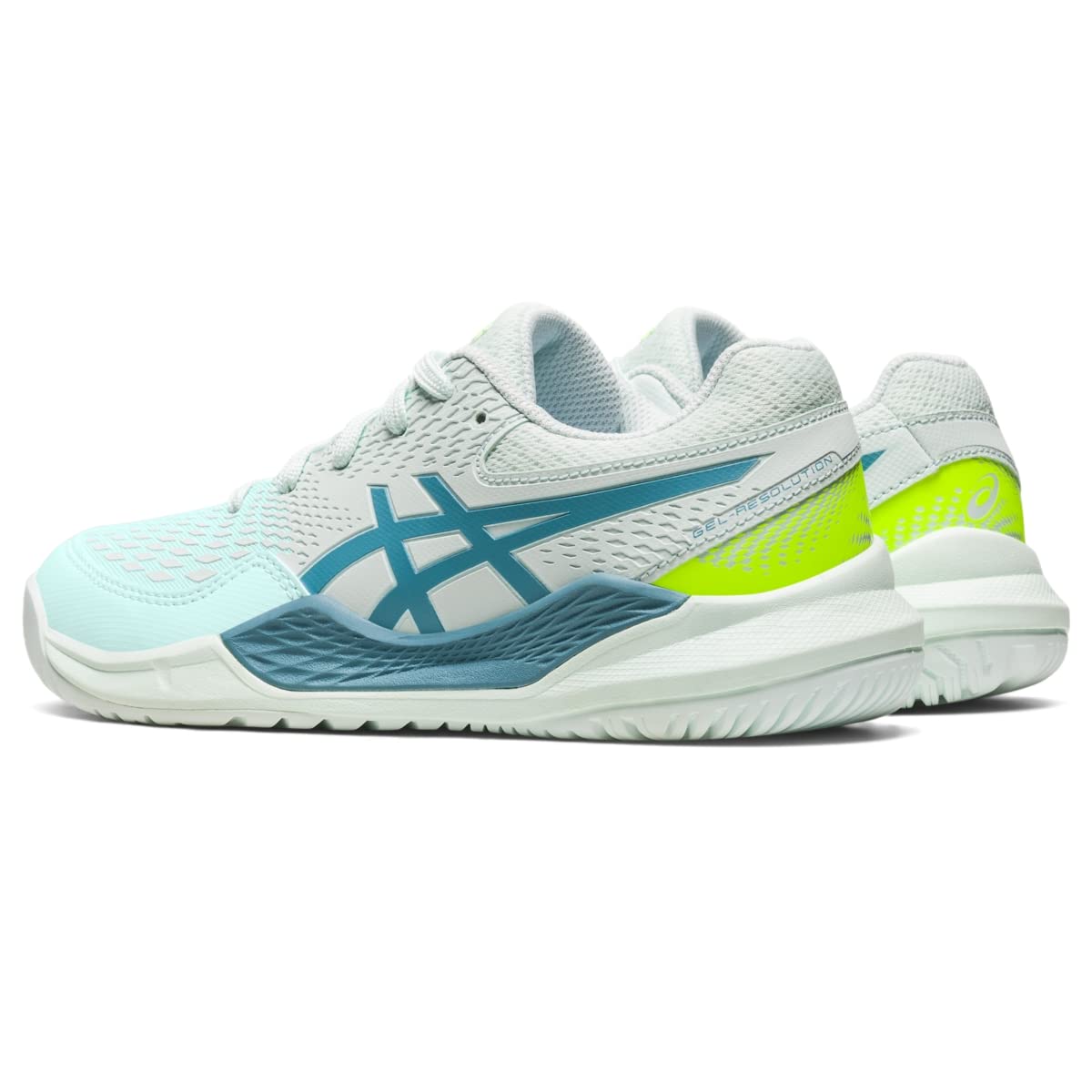 ASICS Kid's GEL-RESOLUTION 9 Grade School Tennis Shoes, 2, SOOTHING SEA/GRIS BLUE