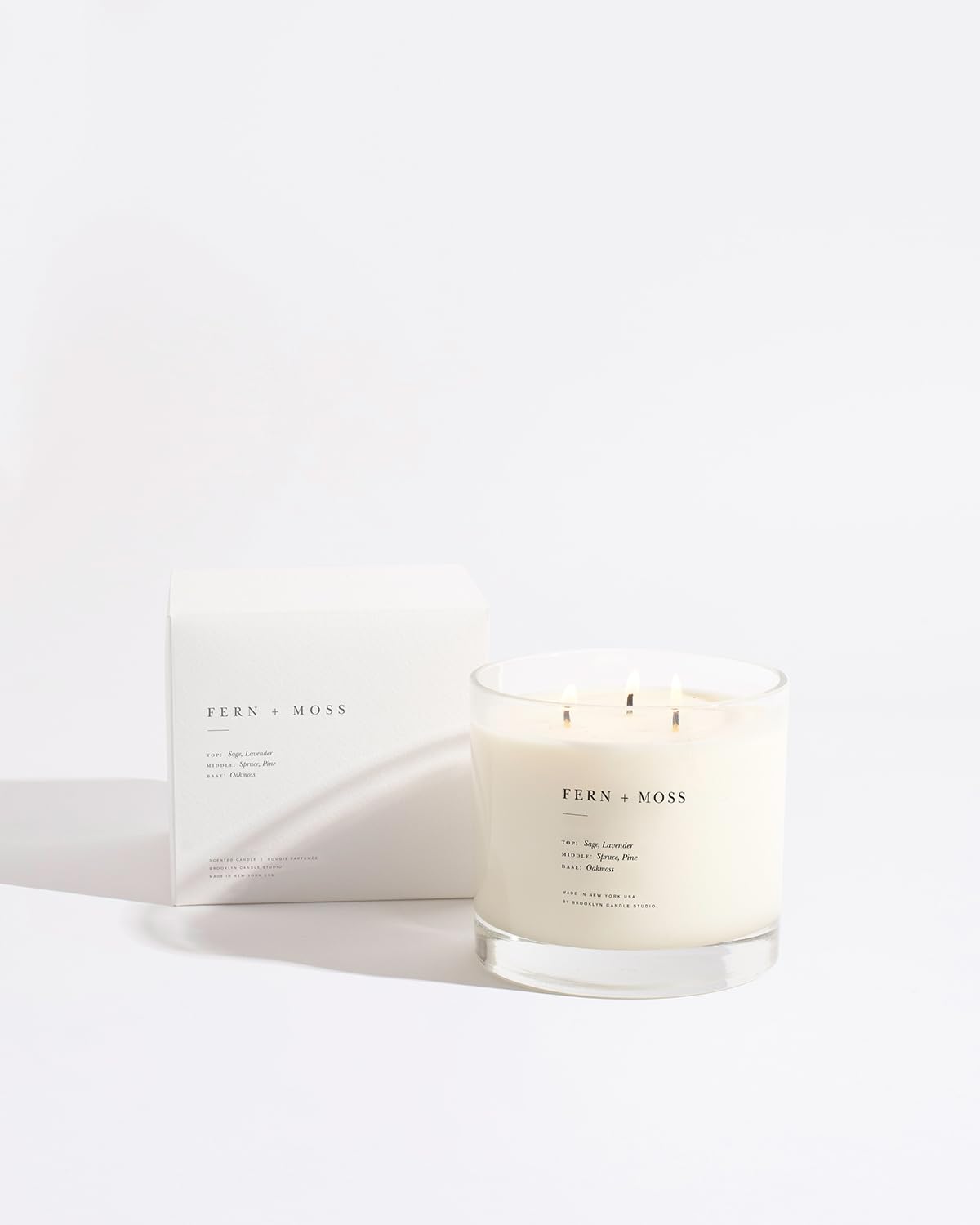 Brooklyn Candle Studio Fern & Moss XL 3 Wick Candle - Luxury Scented Candle, Vegan Soy Wax, Hand Poured in The USA, 100 Hour Slow Burn Time - 27oz