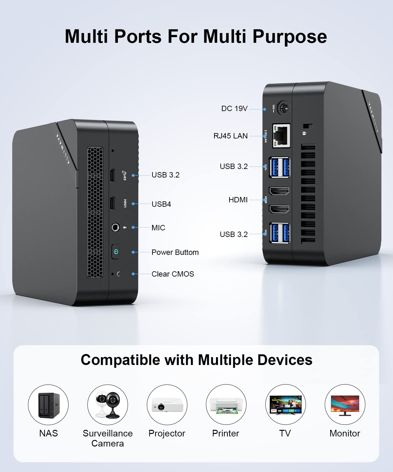 ALLIWAVA UM690 Mini PC AMD Ryzen 9 6900HX(8C/16T) Mini Computer 32GB RAM DDR5-4800 512GB PCIe4.0 SSD Mini Desktop PC with 2X HDMI & 1x USB4 Ports, Small PC Support Wi-Fi 6,Bluetooth 5.2