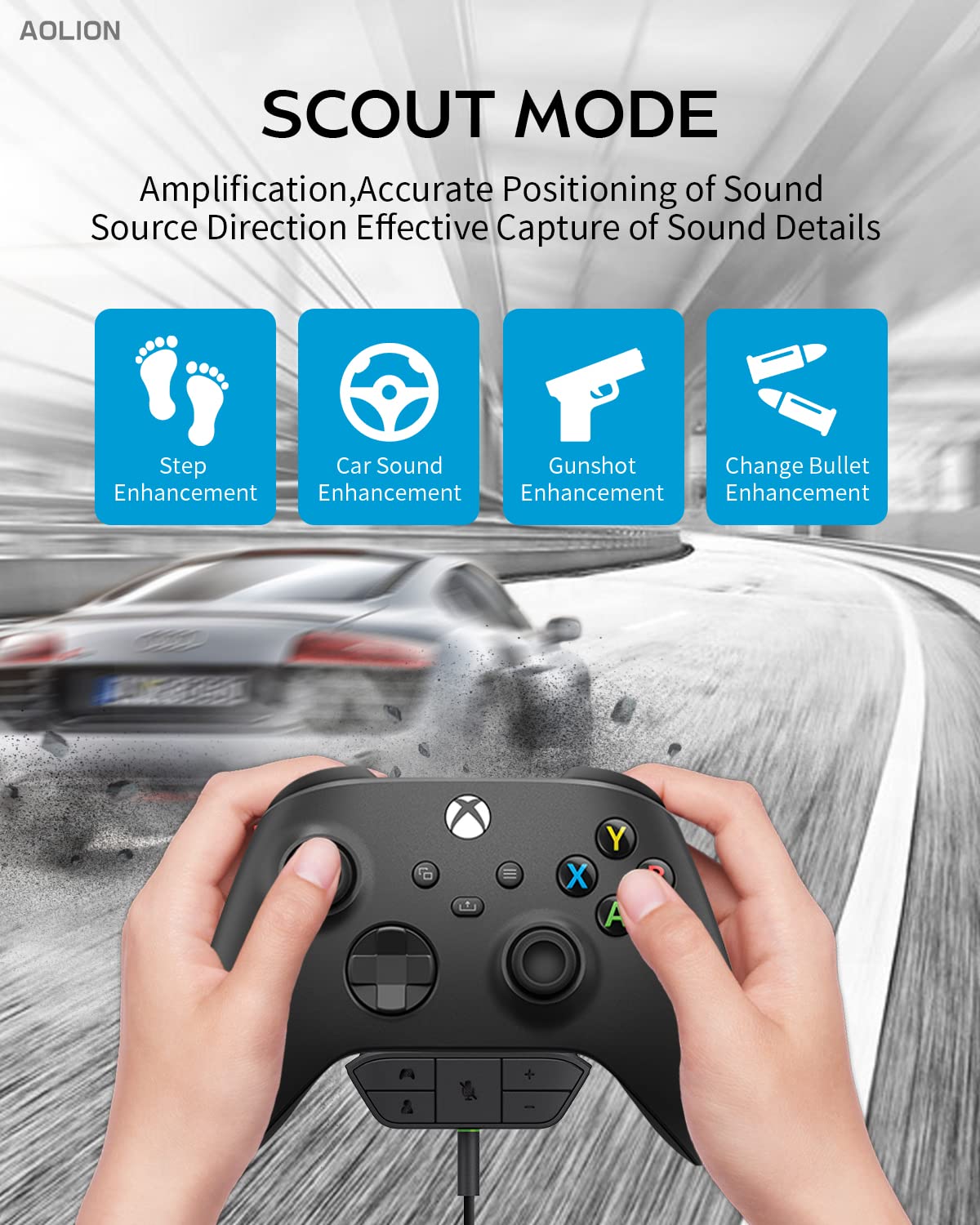 AOLION Stereo Headset Adapter for Xbox Controller, Audio Mic Headphone Adapter for Xbox One/One S/X/Elite 1/ Elite2/ Series S/X Controller-Xbox Controller Accessories Adapter Adjust Audio Balance