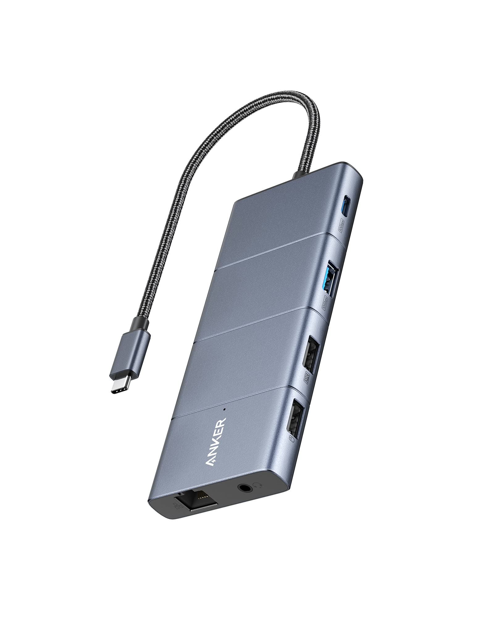Anker 565 11-in-1 USB C Hub, 10 Gbps USB-C and USB-A Data Ports, 4K HDMI and DisplayPort, 100W Power Delivery, 2 USB 2.0 Data Ports, Ethernet, AUX, microSD and SD Card Slots, for XPS and More