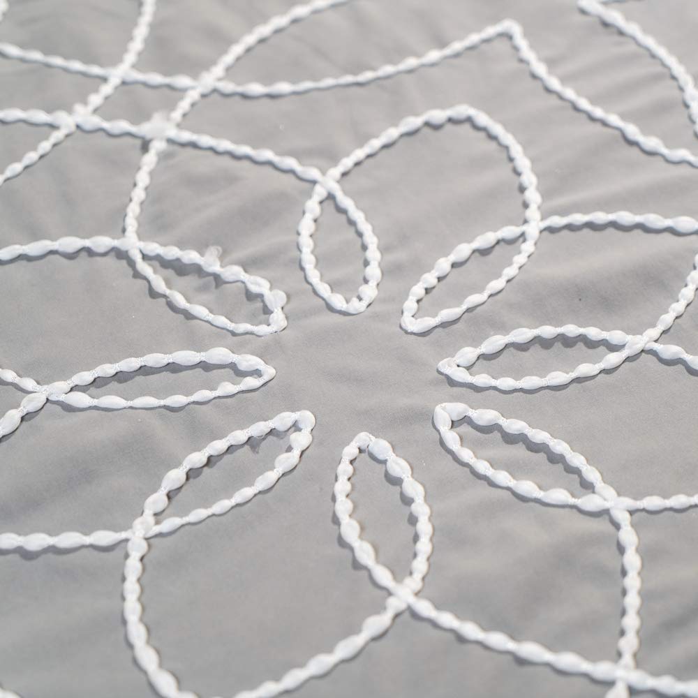 Duvet Cover 3 Piece Bedding Set Hotel Collection- King Size Gray White Rope Embroidered Ultra Soft Brushed Microfiber Comforter Cover with Zipper Closure and 2 Pillow Shams (Rope Embroidered, King)