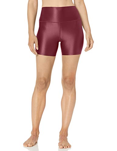 Amazon Brand - Core 10 Women's Icon Series Liquid Shine High Waist Yoga Short β 5 Merlot, Large