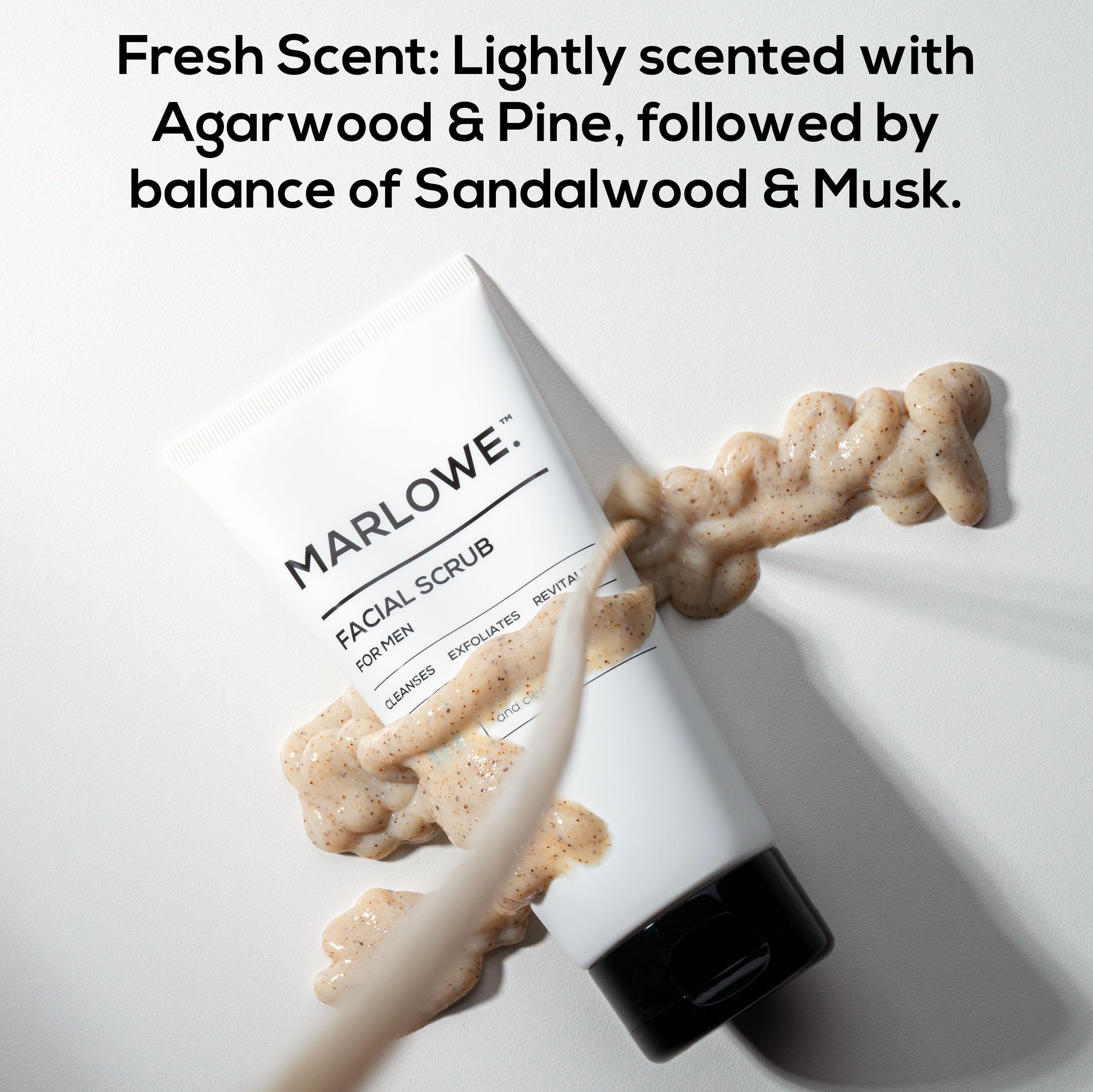 MARLOWE. No. 122 Men's Facial Scrub 6 oz, Light Daily Exfoliating Face Cleanser with Fresh Pine & Agarwood Scent