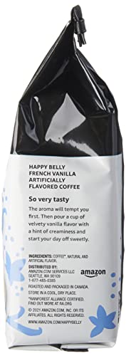 Amazon Brand - Happy Belly French Vanilla Flavored Ground Coffee, Medium Roast, 12 ounce (Pack of 1)