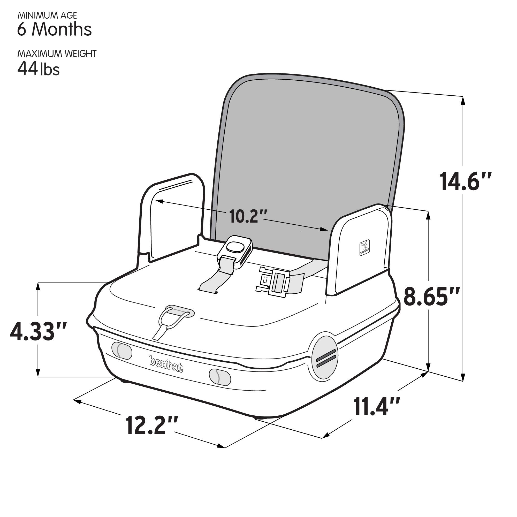 New Baby Booster Seat for Dining Table by Benbat. Portable, Washable Infant Feeding High Chair. Easy Folding & Adjustable Safety Harness (Gray)