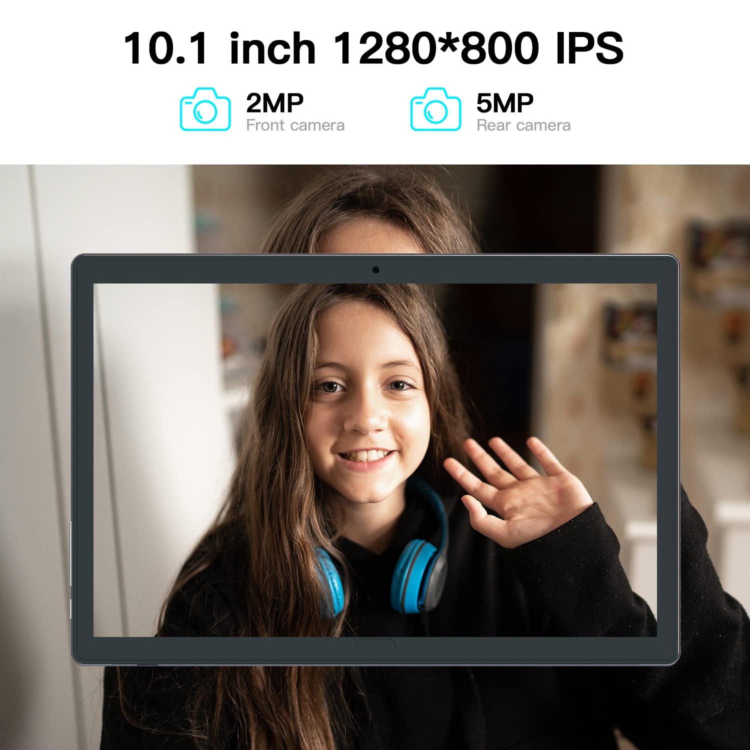 AOYODKG Android Tablet with Keyboard, 2 in 1 Tablet 10 Inch, 64GB ROM 4GB RAM 256GB Expandable, Newest Quad-Core Processor, WiFi Android 11 Tablet, Dual Camera, 6000mAh, Bluetooth, FM