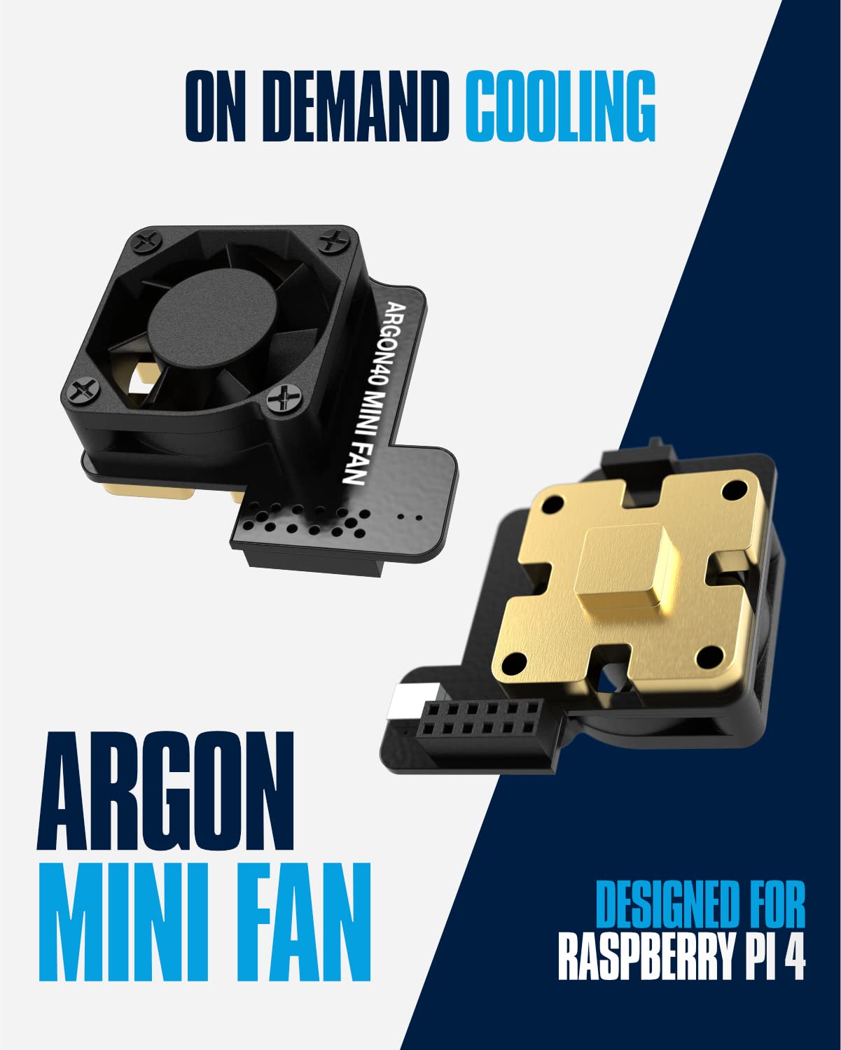 Argon Mini Fan HAT with Built-in Heatsink | ON-Off Switch for The Heatsink Fan | Fully Controllable PWM HAT | 2 Pieces of Fan per Pack
