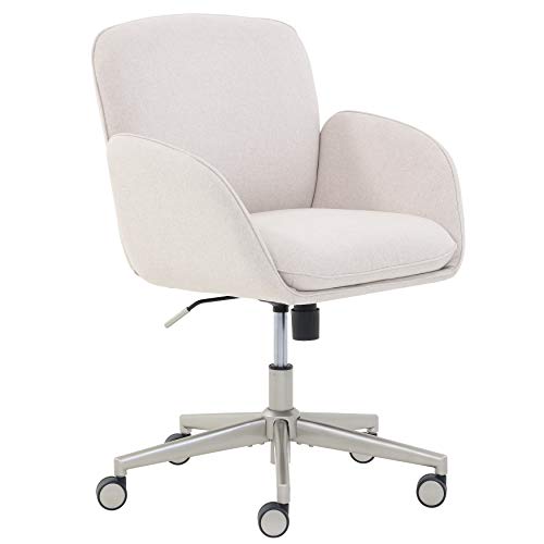 Amazon Brand – Rivet Modern Upholstered Swivel Home Office Task Chair, 25.5"W, Beige with Nickel Finish