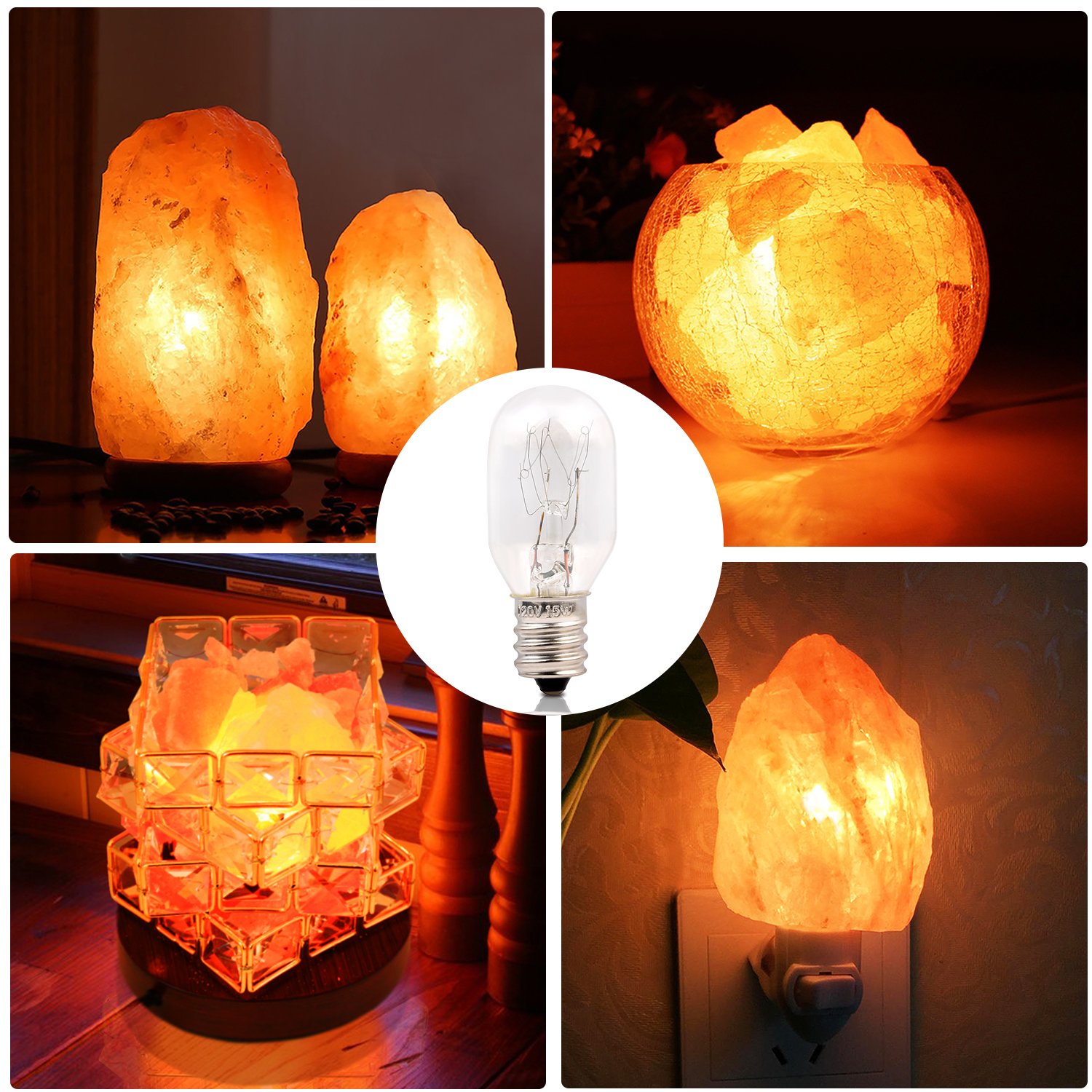 Betus Original Replacement Long Lasting 15 Watt Dimmable E12 Socket Warm White Household Salt Lamp Bulb Candle Warmers - Value Pack of 12
