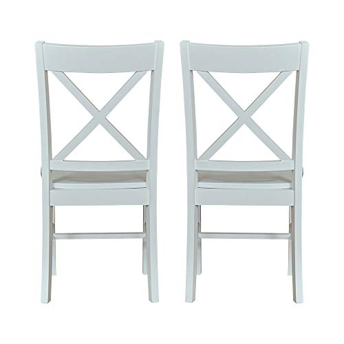 Amazon Brand β Ravenna Home Solid Pine Dining Chair with Cutout Back, 38"H, White Finish, Set of 2